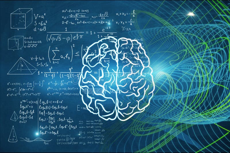 Abstract Colorful Brain Backdrop with Mathematical Formulas. 3D ...