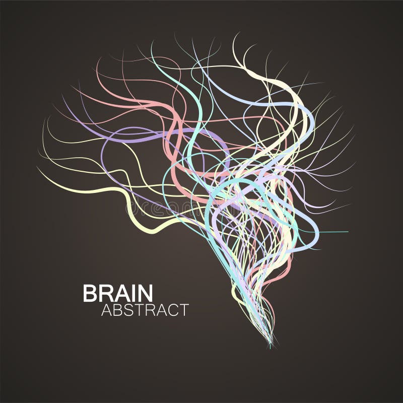 Abstract Colorful Brain with Chaotic Lines Stock Illustration ...