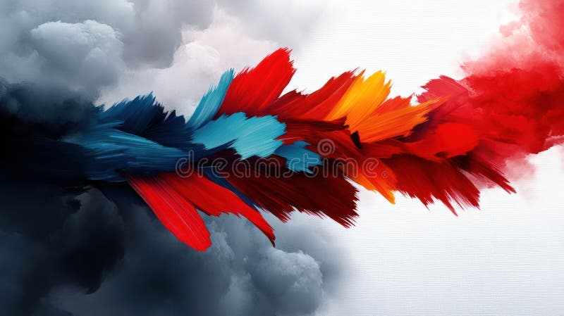Abstract Colorful Brush Strokes Blending with Dark Clouds, Creating a ...