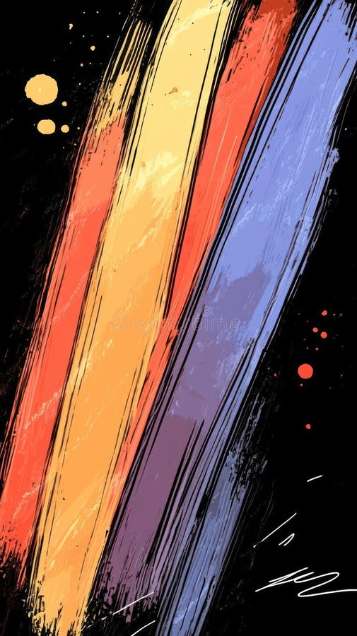 Abstract Colorful Brush Strokes on a Dark Background, Creating a ...