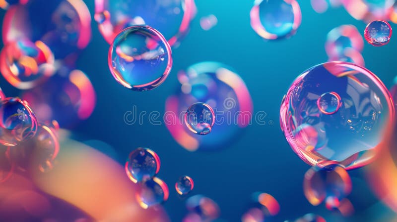 Abstract Colorful Bubbles on Blue Background Stock Photo - Image of ...