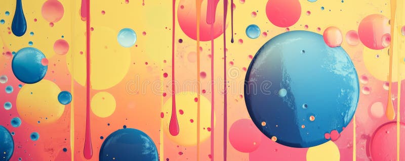 Abstract Colorful Bubbles with Dripping Paint on Gradient Background ...