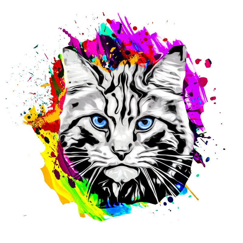 Abstract Colorful Cat Muzzle Illustration, Graphic Design Concept Stock ...