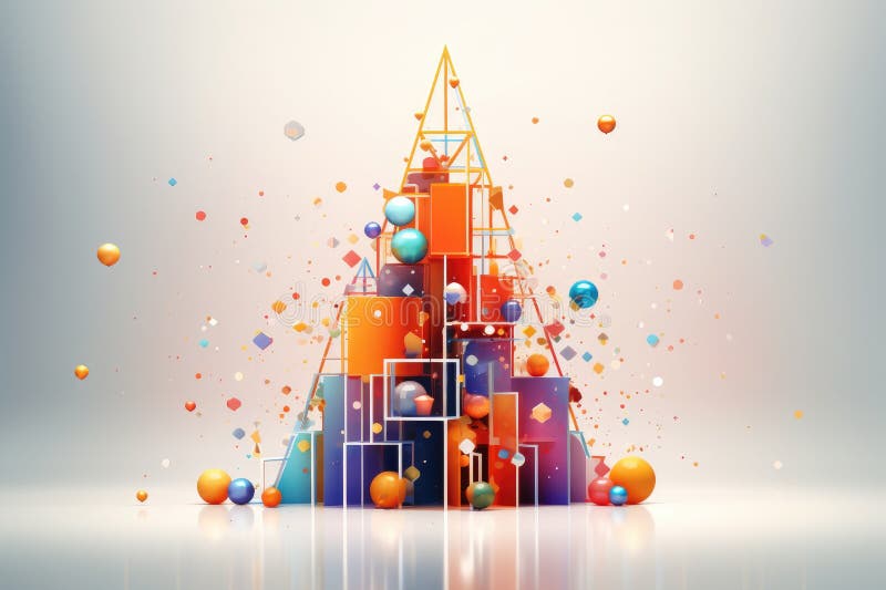 Abstract Colorful Christmas Tree AI Generated Stock Photo - Image of ...