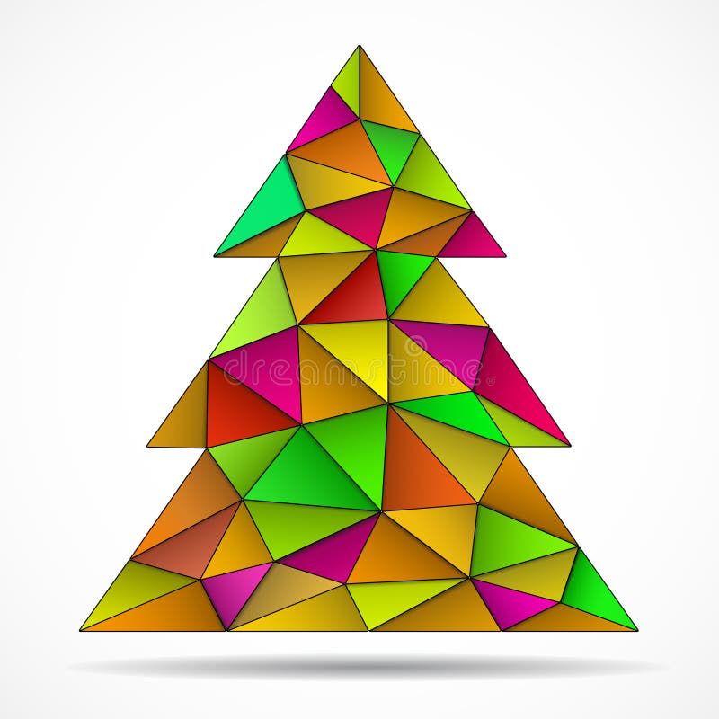 Abstract Colorful Christmas Tree from Triangles Stock Illustration ...
