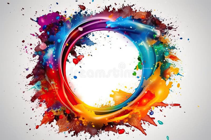 Abstract Colorful Circle Frame Made of Liquid Paint Explosion with ...