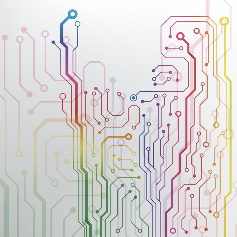 Abstract Colorful Circuit Board Background. Circuit Lined Pattern ...