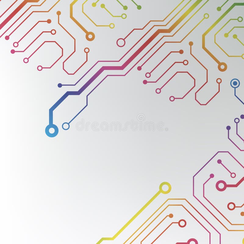 Abstract Colorful Circuit Board Background. Circuit Lined Pattern ...