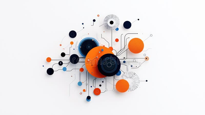 Abstract Colorful Circuit Design White Isolate Background Stock ...