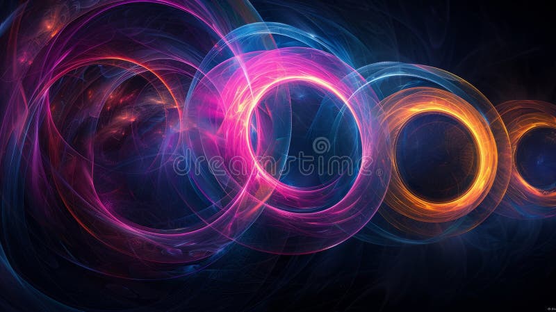 Abstract Colorful Circular Patterns in Deep Space Stock Image - Image ...