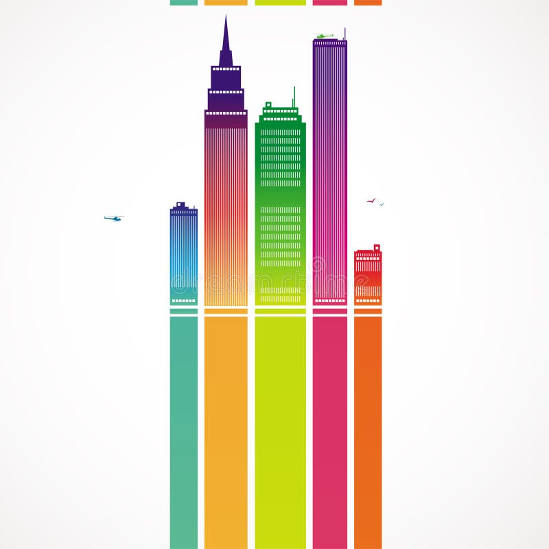 Abstract Colorful City Building Skyline Vector Background Stock Vector ...