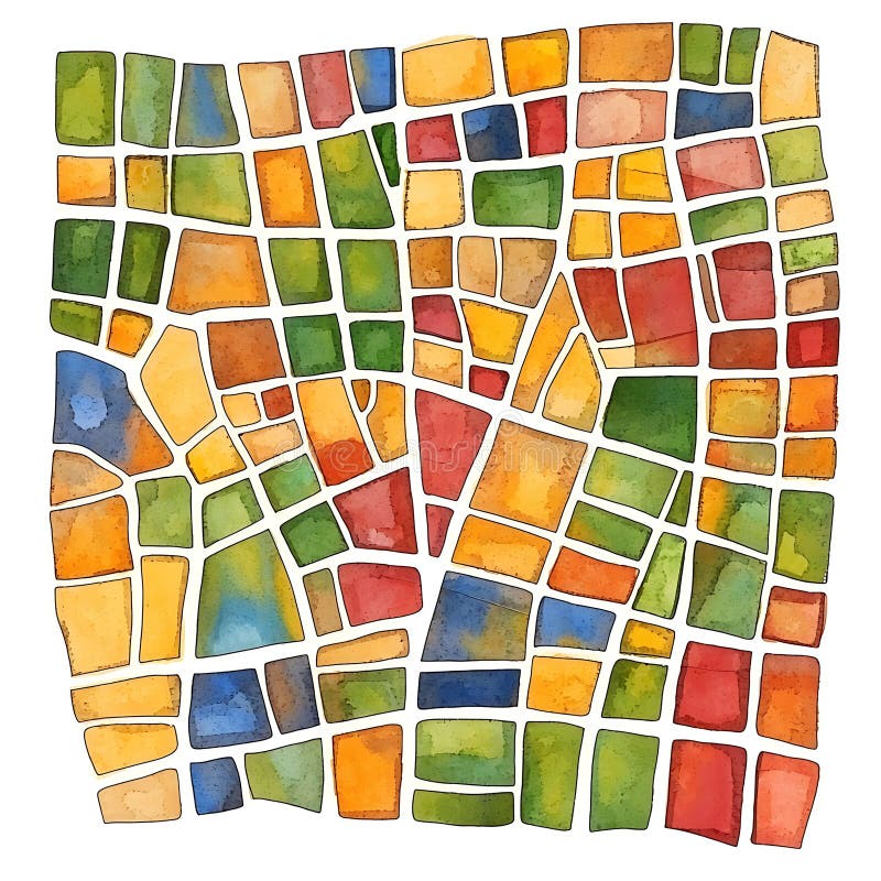 Abstract Colorful City Map Illustration a HandPainted Design of ...