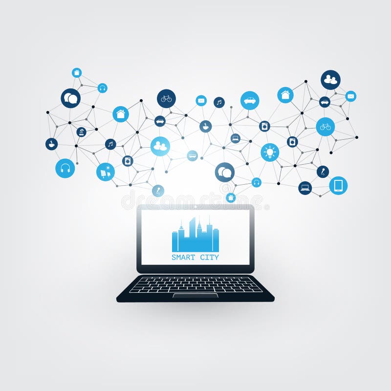 Smart City, Internet of Things or Cloud Computing Design Concept with ...