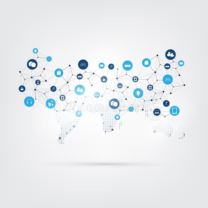 Internet of Things or Cloud Computing Design Concept with Icons ...