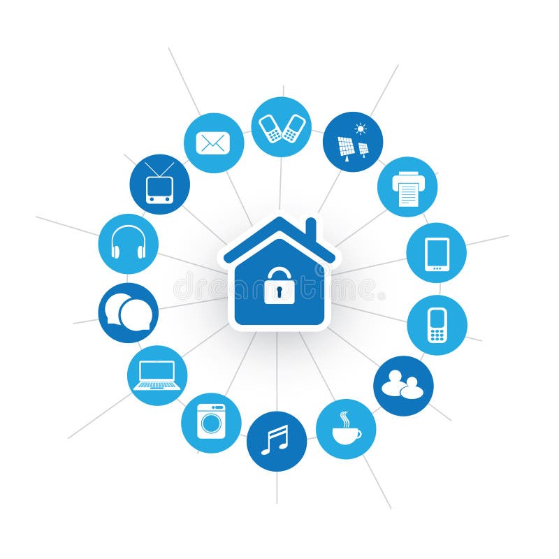 Internet of Things, Digital Home and Networks Design Concept with Icons ...