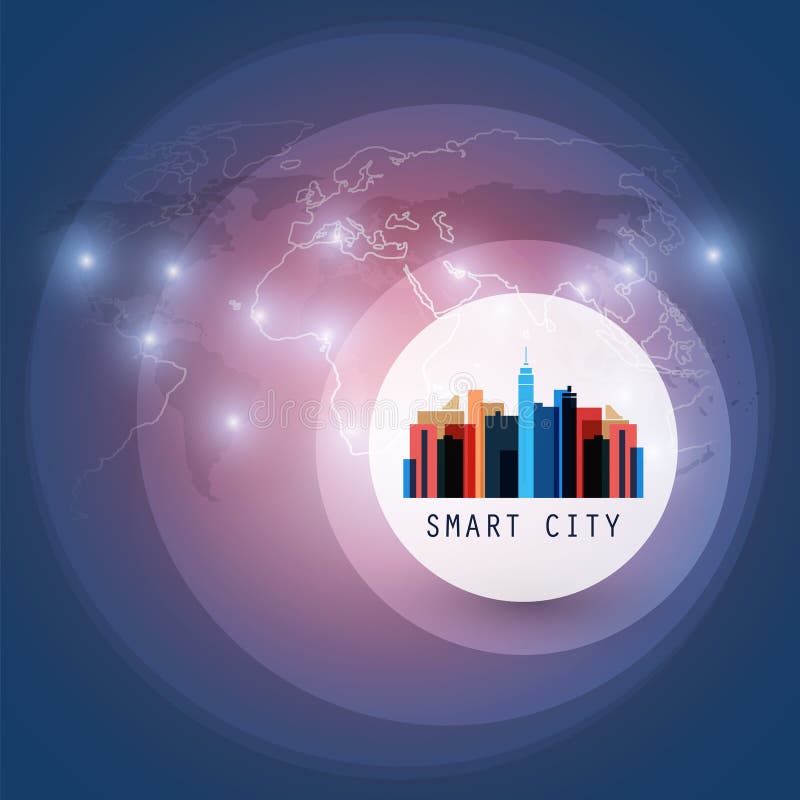 Colorful Smart City, Cloud Computing Design Concept - Digital Network ...
