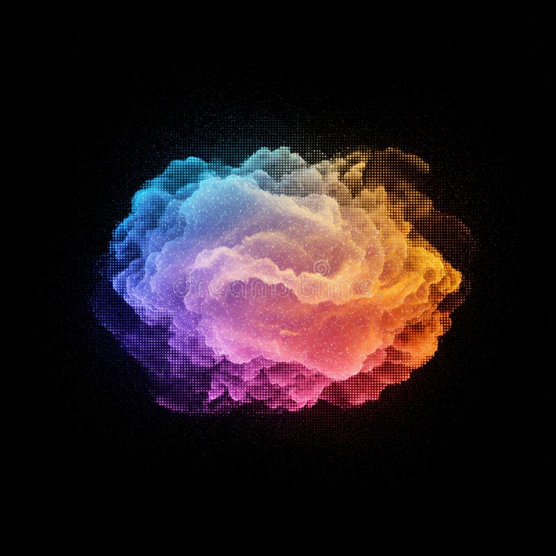 Abstract Colorful Cloud Design with Halftone Pattern Stock Illustration ...