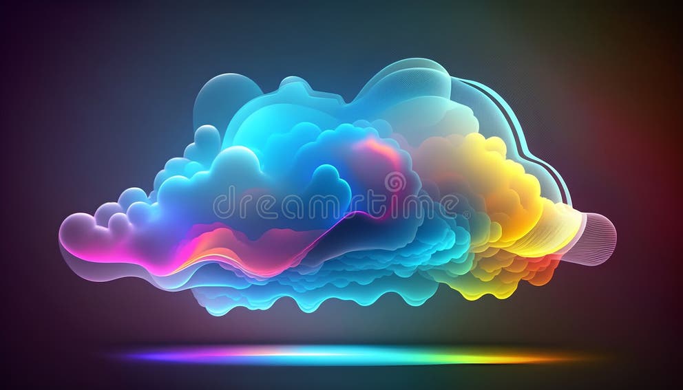 Abstract Colorful Cloud with Glowing Lights on Dark Background. Vector ...