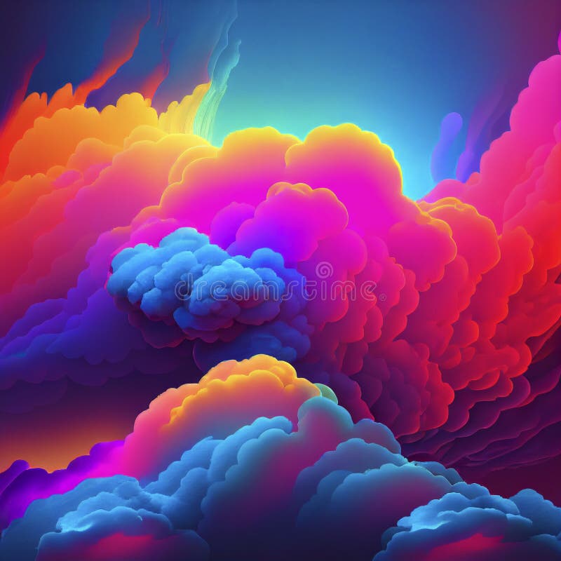 Abstract Colorful Clouds Background, Ai Generation Stock Illustration ...