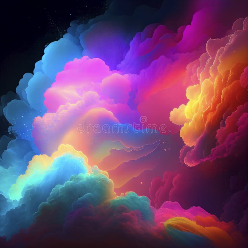 Abstract Colorful Clouds Background, Ai Generation Stock Illustration ...