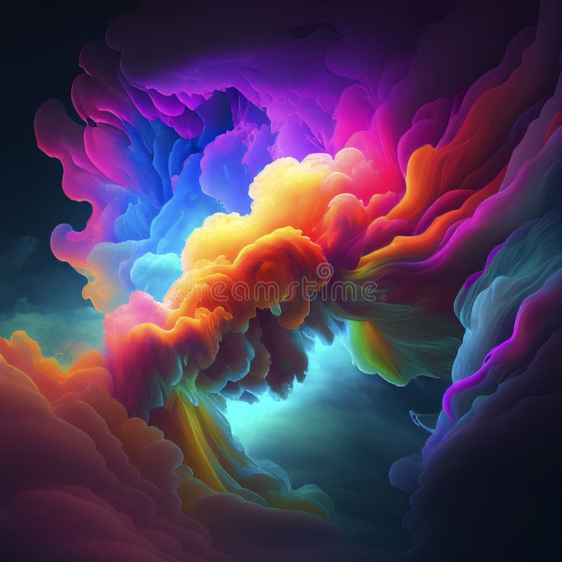 Abstract Colorful Clouds Background, Ai Generation Stock Illustration ...
