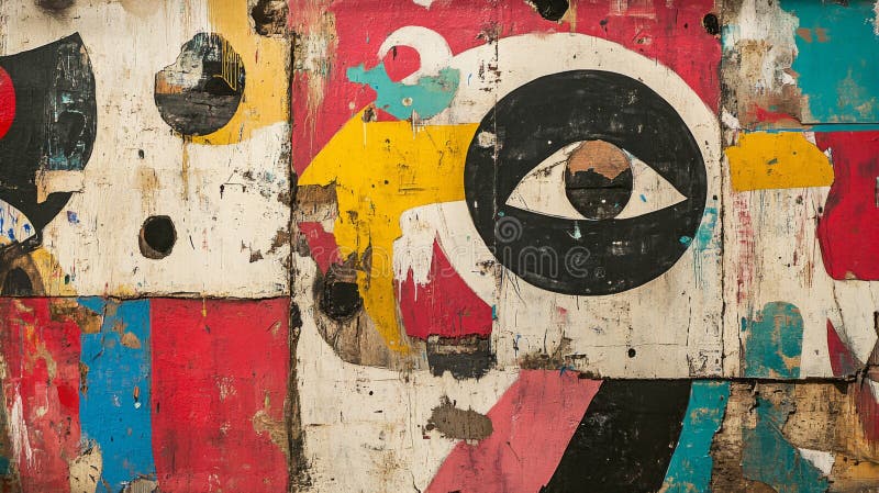 Abstract Colorful Collage Art with Eye Motif Stock Illustration ...