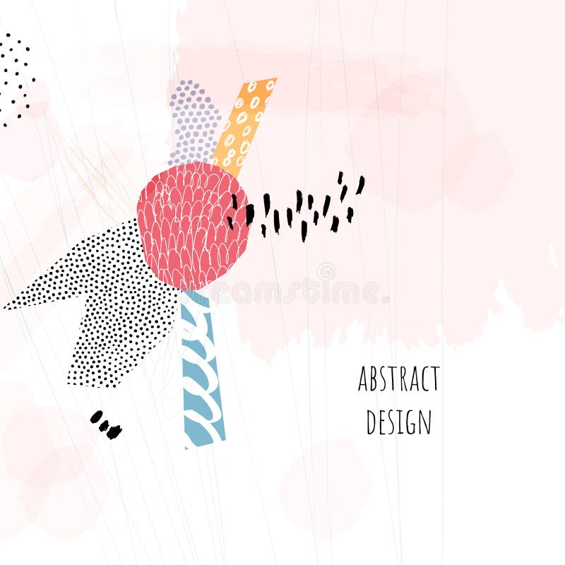 Abstract Colorful Collage Background. Wallpaper Hand Drawn Design ...