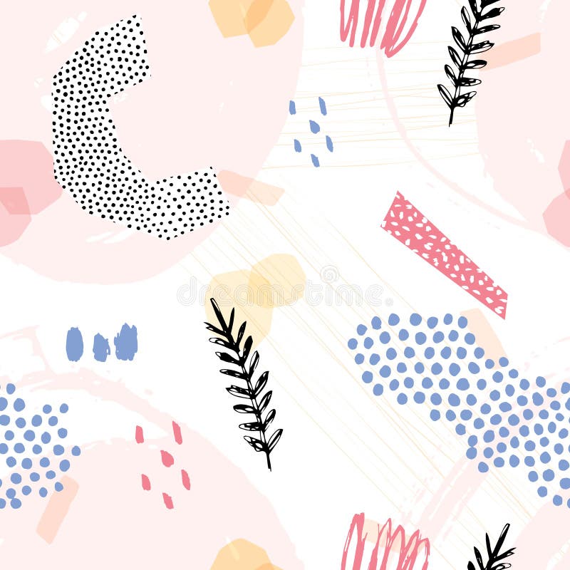 Abstract Colorful Collage Seamless Pattern. Wallpaper Hand Drawn Design ...