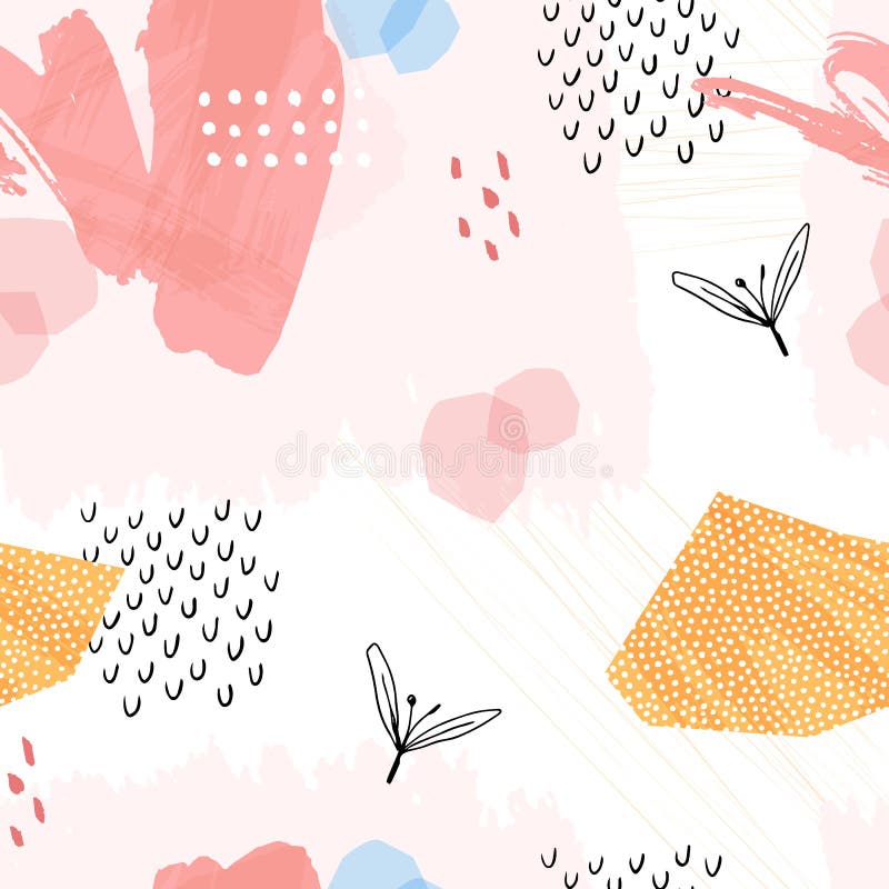 Abstract Colorful Collage Seamless Pattern. Wallpaper Hand Drawn Design ...