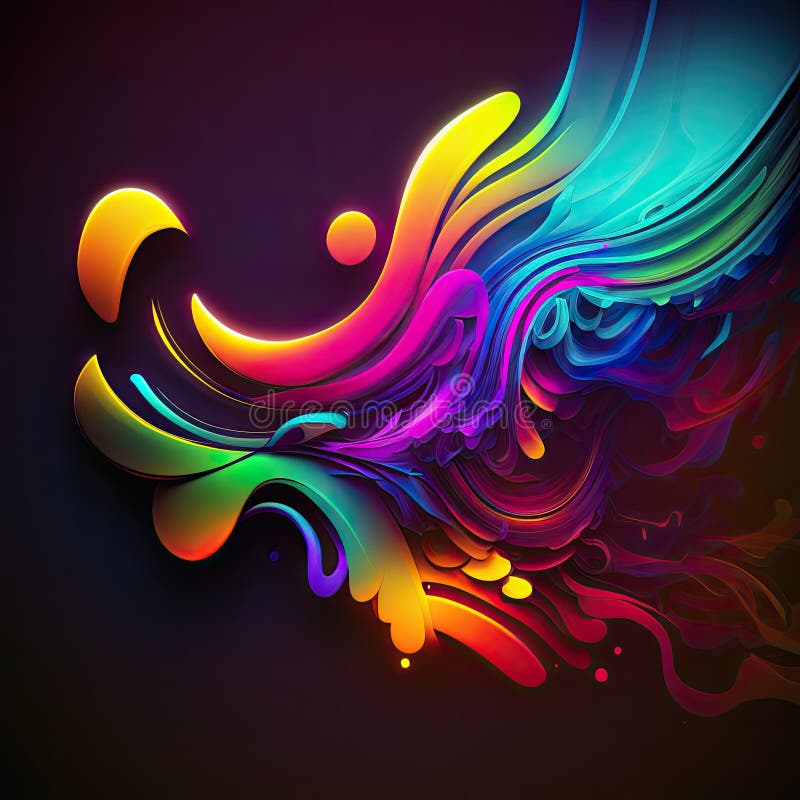 Bright and Colorful Abstract Colors on a Dark Background, Generative Ai ...