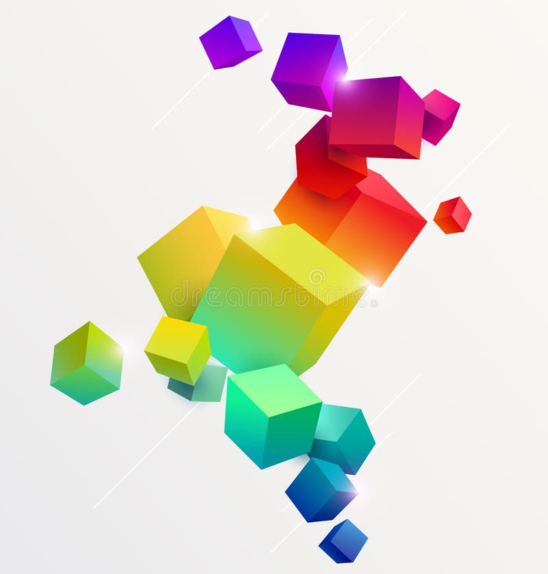 Abstract Colorful Composition of 3d Cubes Stock Vector - Illustration ...