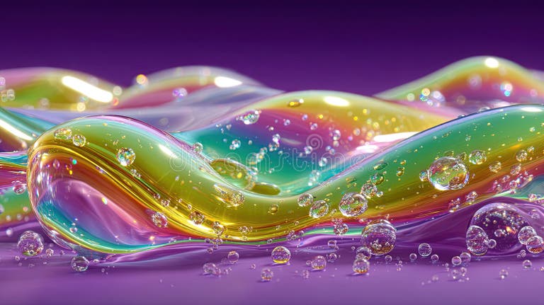 Abstract Composition of Vibrant, Iridescent Bubbles and Waves. Stock ...
