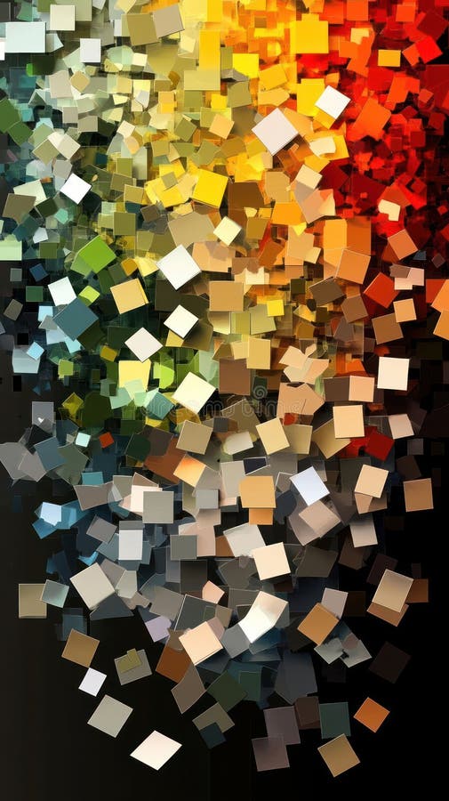 Abstract Colorful Composition of Scattered Squares Creating a Dynamic ...