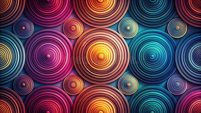 Abstract Colorful Concentric Circles Pattern Design with Vivid Hues and ...