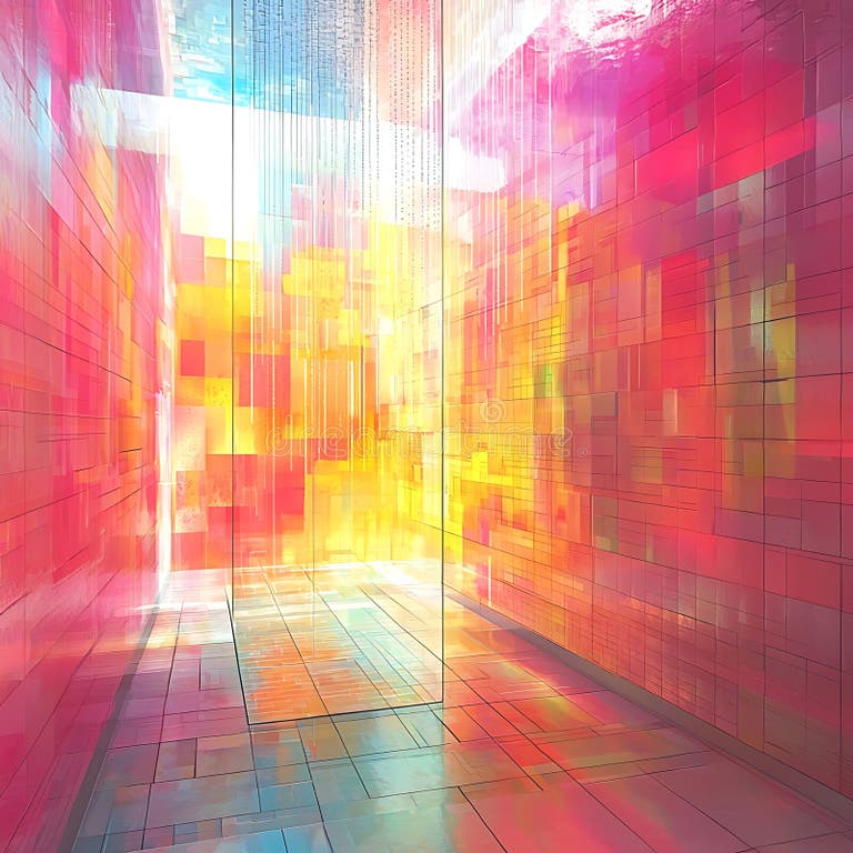 Abstract Colorful Corridor a Digital Rendering of a Modern ...