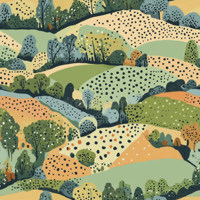 Abstract Colorful Countryside Landscape Illustration Stock Image ...