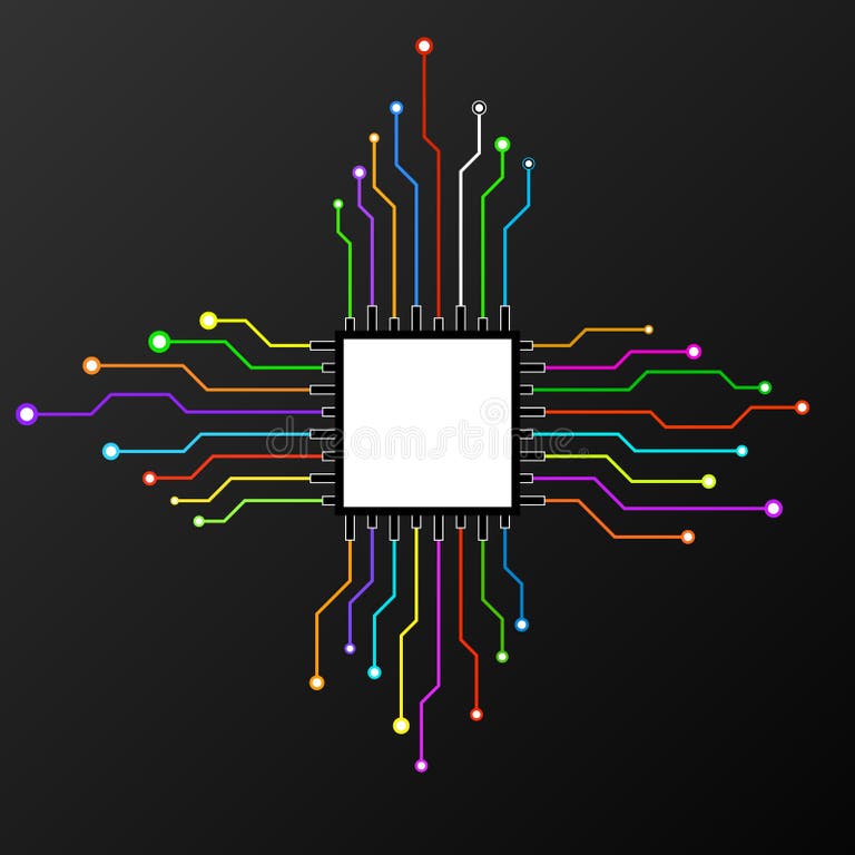 Abstract Colorful Cpu. Microprocessor Stock Vector - Illustration of ...
