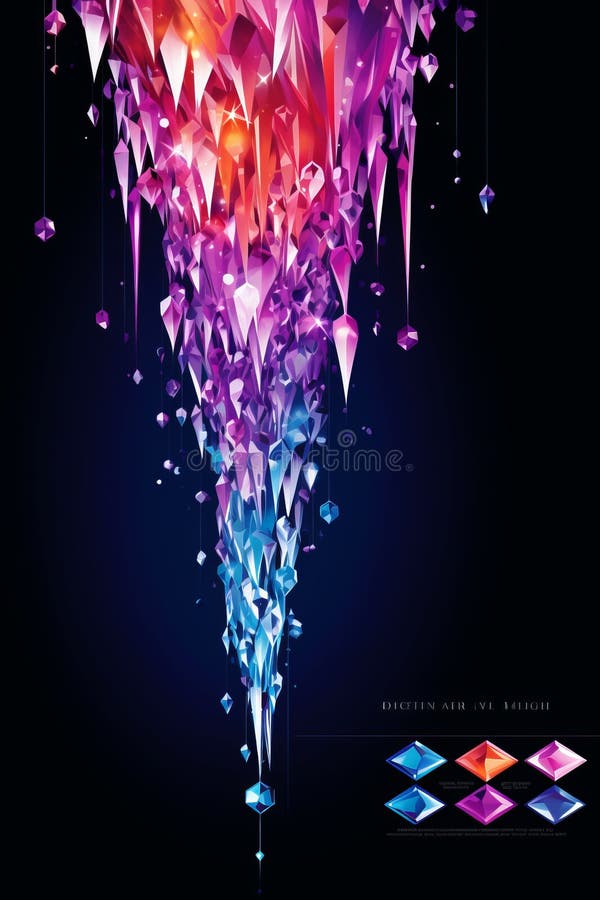 Abstract Colorful Crystals on Black Background Stock Illustration ...