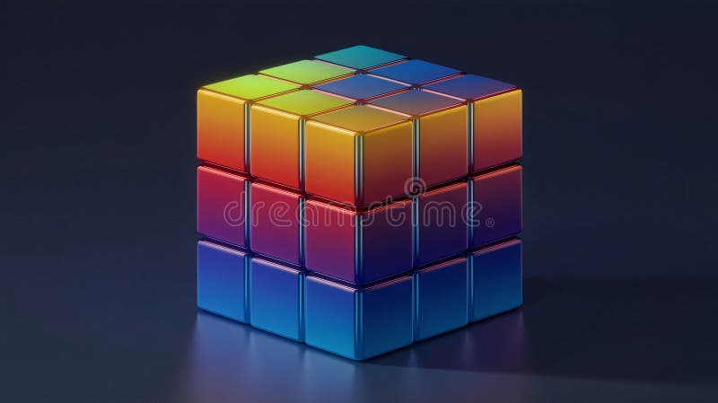 Abstract Colorful Cube Puzzle, Gradient Blocks 3D Good Resolution Stock ...