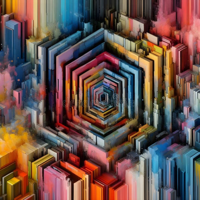 Abstract Colorful Cube and Rectangles Background. Computer Generated ...