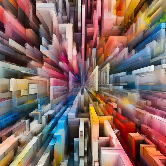 Abstract Colorful Cube and Rectangles Background. Computer Generated ...