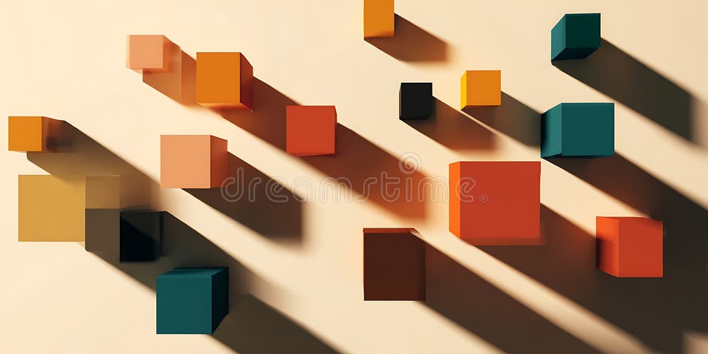 Abstract Colorful Cubes a Visual Puzzle of Design and Geometry Stock ...