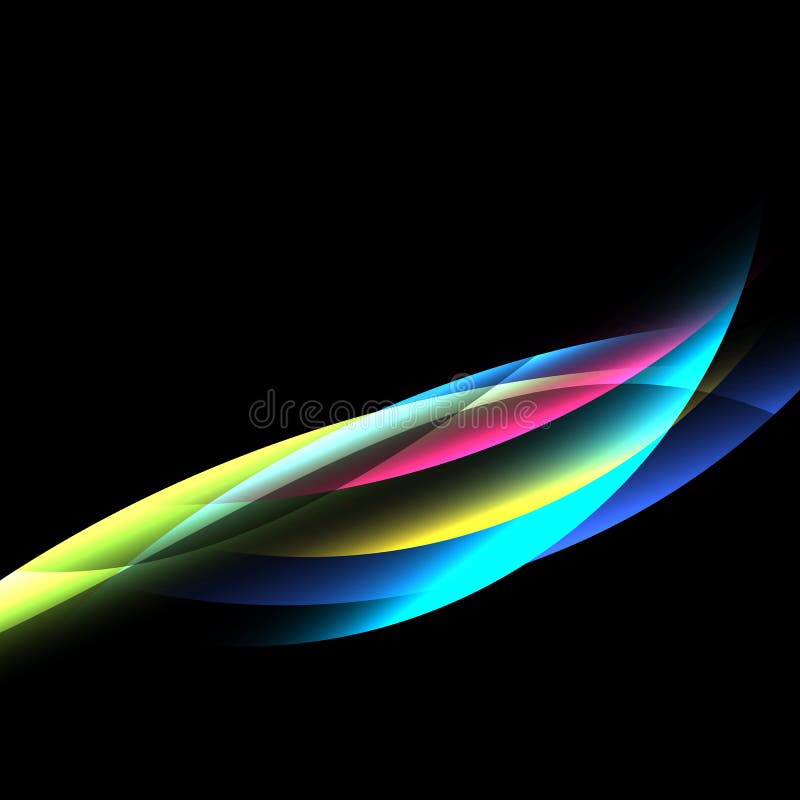 Abstract Colorful Curve Pattern on Black Background Stock Vector ...