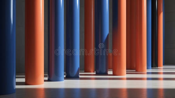 Abstract Colorful Cylinders in Modern Interior Design Stock ...