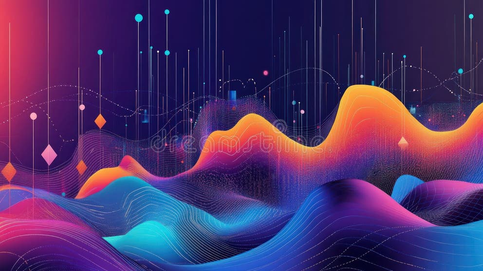 Abstract Colorful 3D Data Visualization with Flowing Lines and Vibrant Gradients Stock Photo ...
