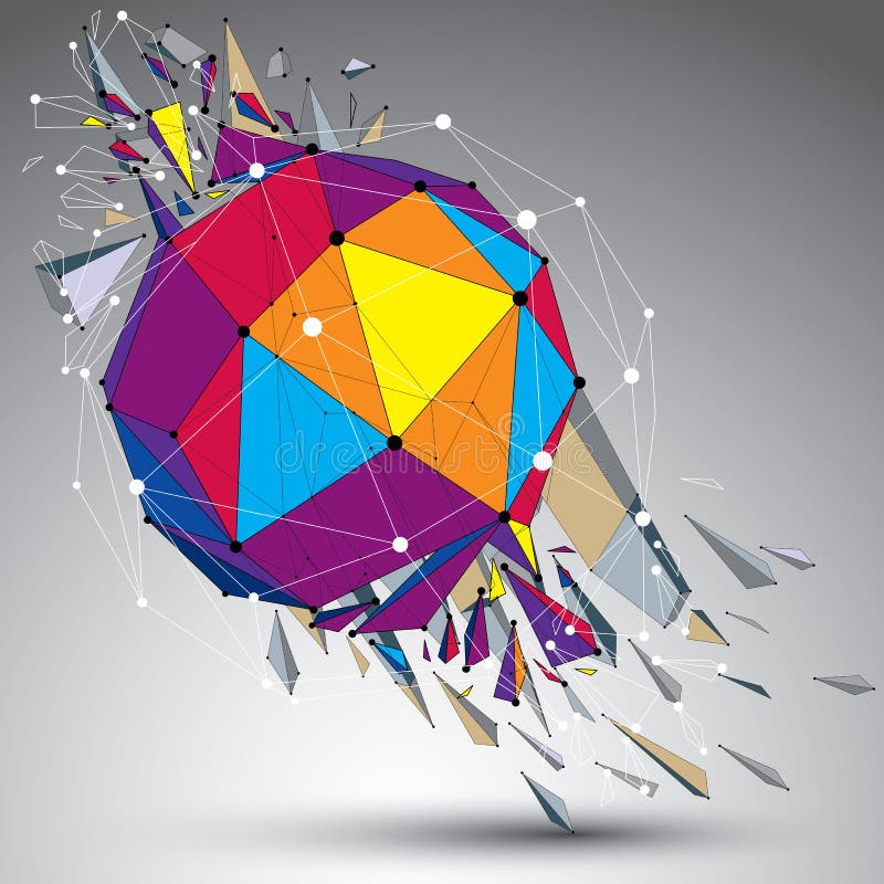 Abstract Colorful 3d Faceted Figure with Connected Lines and Dot Stock ...