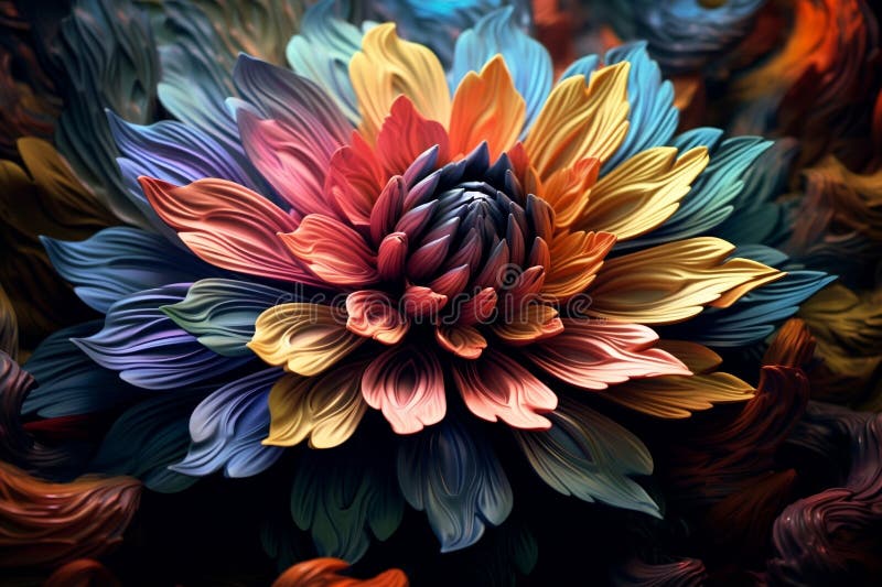 Abstract Colorful 3D Flower for Interior Wall Decor, Generative Ai ...