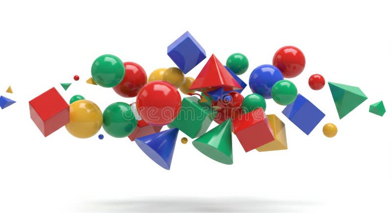 Abstract Colorful 3D Geometric Shapes Floating in Space Dynamic ...