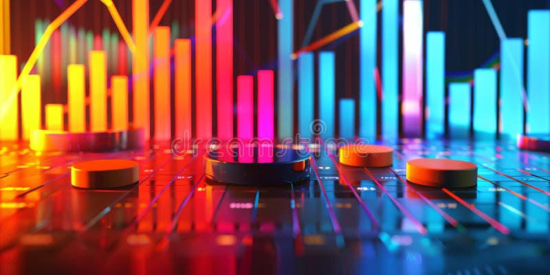 Abstract Colorful 3D Render with Neon Lights and Data Visualization ... Abstract Colorful 3D Render with Neon Lights and Data Visualization ...