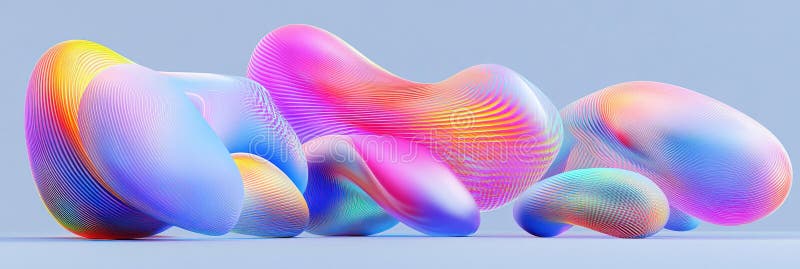 Abstract Colorful 3d Shapes with Smooth Texture and Gradient Colors ...